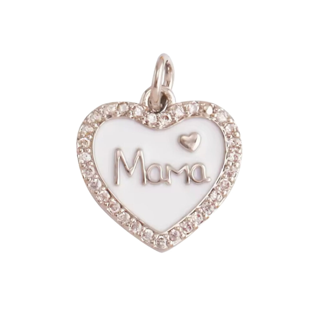 Mama White Heart | Silver Charm – Coco Luna Collection UK